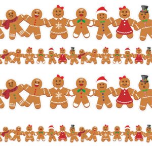 wonmon 59 ft christmas gingerbread bulletin board border, christmas gingerbread man bulletin board border trim cutouts for winter christmas school classroom bulletin board decorations, 60pcs