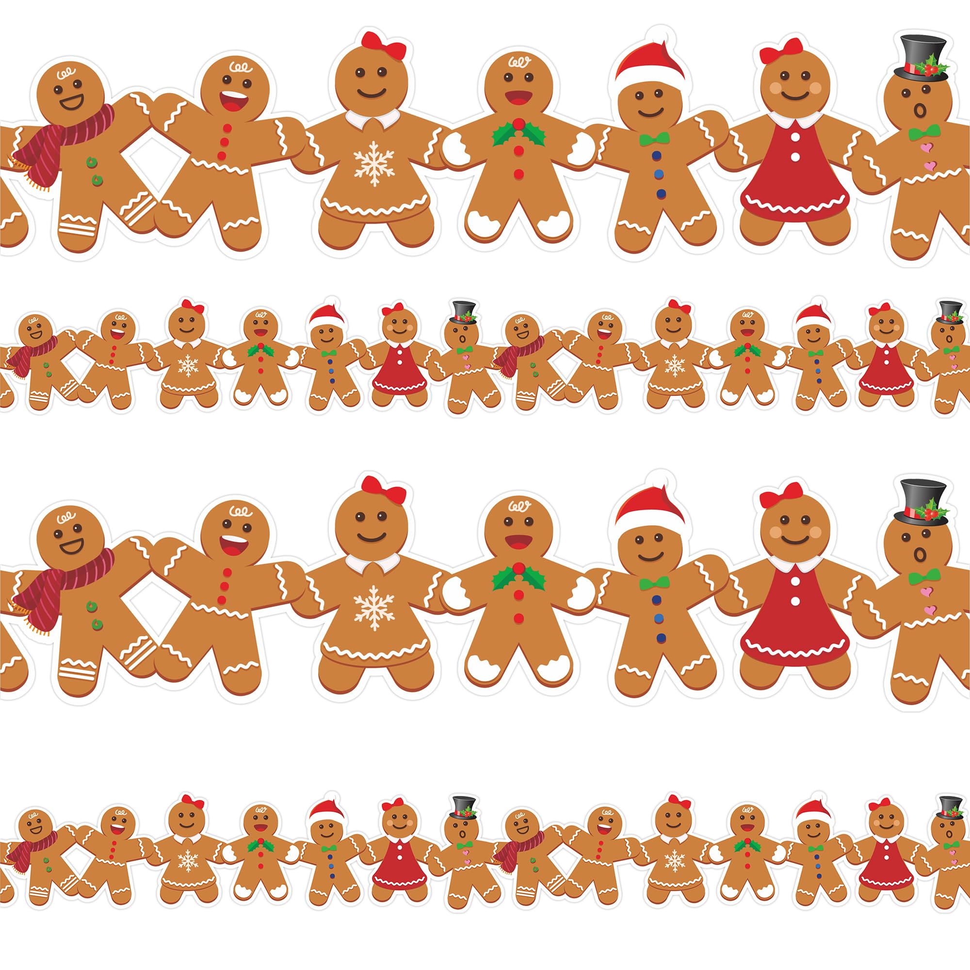 Wonmon 59 Ft Christmas Gingerbread Bulletin Board Border, Christmas Gingerbread Man Bulletin Board Border Trim Cutouts for Winter Christmas School Classroom Bulletin Board Decorations, 60PCS