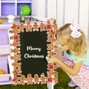 Wonmon 59 Ft Christmas Gingerbread Bulletin Board Border, Christmas Gingerbread Man Bulletin Board Border Trim Cutouts for Winter Christmas School Classroom Bulletin Board Decorations, 60PCS