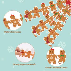 Wonmon 59 Ft Christmas Gingerbread Bulletin Board Border, Christmas Gingerbread Man Bulletin Board Border Trim Cutouts for Winter Christmas School Classroom Bulletin Board Decorations, 60PCS