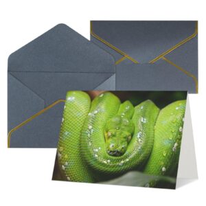 pailon green snake thank you cards with envelopes, blank greeting note cards with envelopes blank inside, funny birthday cards for women men, thank you card for wedding business,graduation