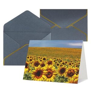 pailon sunflowers floral thank you cards with envelopes, blank greeting note cards with envelopes blank inside, funny birthday cards for women men, thank you card for wedding business,graduation