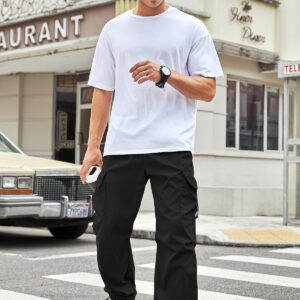 JMIERR Men's Casual Parachute Pants Wide Leg Trousers Beam Feet Harem Baggy Cargo Pants for Trendy Street Wear,US 36(L),Black