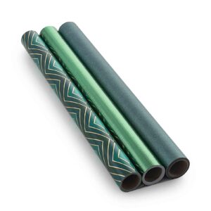 aimtohome wrapping paper roll - paper gift wrap - 17 inch x 120 inch per roll - 3 different green design (42.3 sq.ft.ttl)