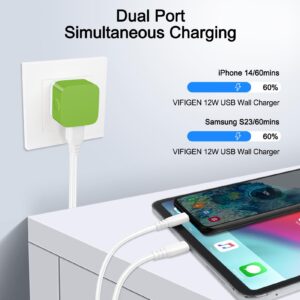 Wall Charger Block, USB Wall Charger for iPhone 15 Pro Max 14 13 12 11 8,Dual USB Fast Charger for Samsung Galaxy A14 5G A54 5G A53 A13 A24 A03s A23 Z Flip 5 Fold 5 S23 Ultra S22 S21 S20,Pixel 7a