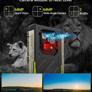 Ulefone Armor 22 Rugged Cell Phones, 16+128GB, 64MP+64MP Dual Cameras, Android 13, 6600mAh, 33W Fast Charging, 3-Card Sot, Face/Fingerprint Unlock, NFC/GPS, 4G LTE Unlocked Smart Phone (Green)