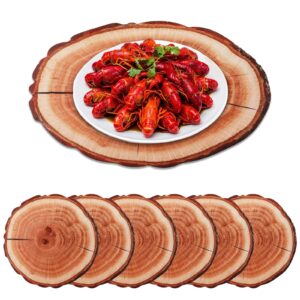 recyclable wooden placemats set of 6 round wood plastic table place mats rustic brown table mats washable holiday rustic vintage table decoration for indoor outdoor party wedding dining table