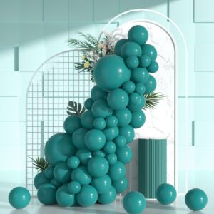 turquoise blue balloons of stuffed black balloons inside - double stuffed peacock blue balloon garland arch kits with different sizes 5 inch 12 inch 18 inch blue and black balloons for party decor