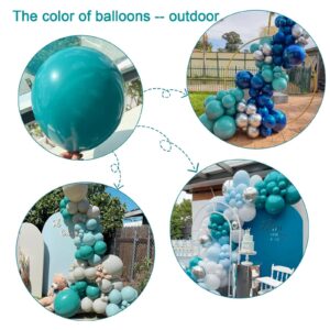 Turquoise Blue Balloons of Stuffed Black Balloons Inside - Double Stuffed Peacock Blue Balloon Garland Arch Kits with Different Sizes 5 Inch 12 Inch 18 Inch Blue and Black Balloons for Party Decor