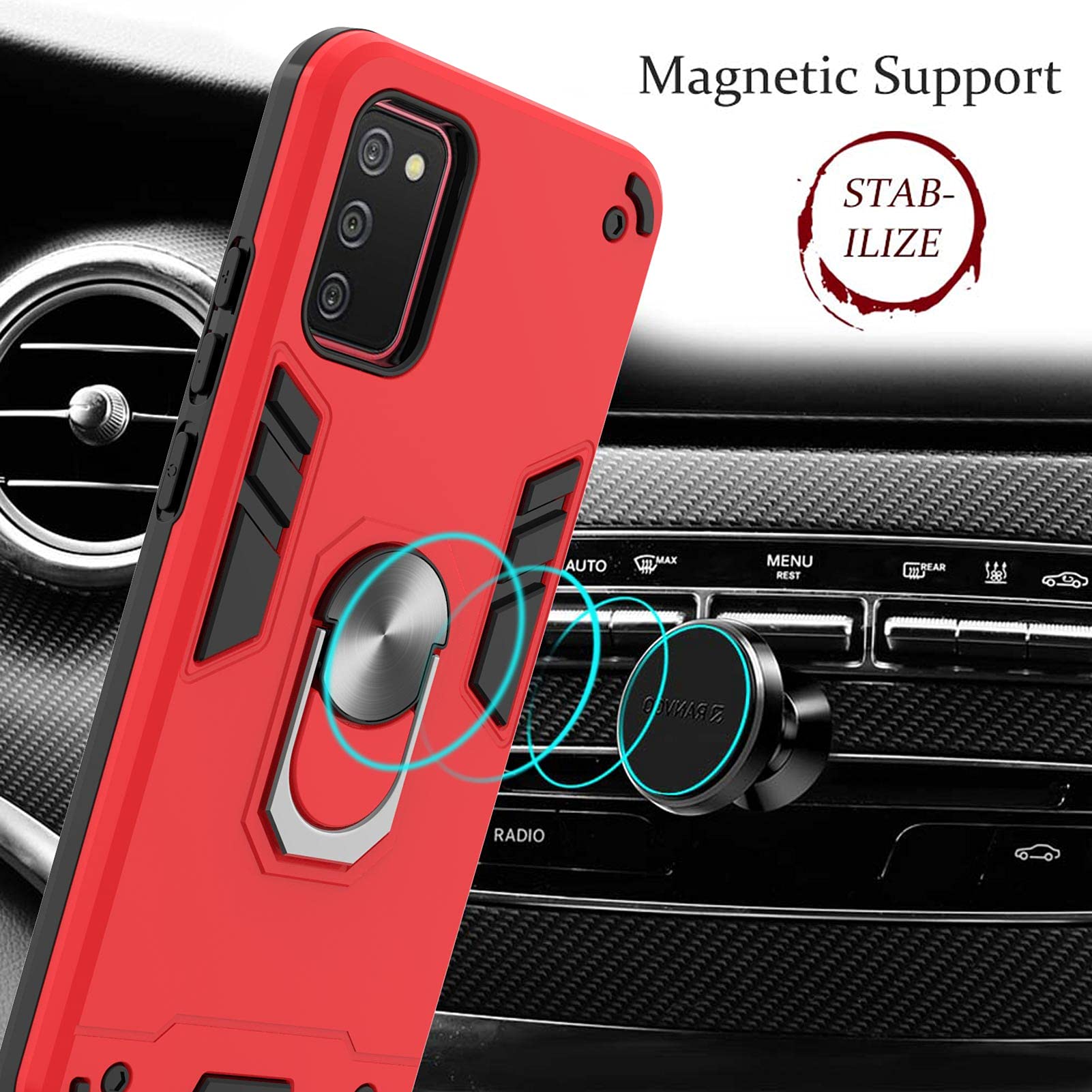 Compatible with Samsung Galaxy A40 Case Cover,Built-in Ring Magnetic Kickstand Compatible with Samsung Galaxy A40 SM-A405 Case 2 in 1 Shockproof Phone Case Cover Black