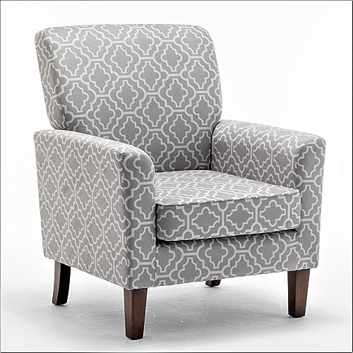 US Pride Modern Accent Armchair for Office and Living Room Decor with Birch Wood Frame and Microfiber Upholstery, Easily Assembled Arm Chair with Removable Cushions, 03 Printed Fabric