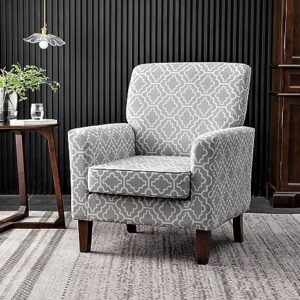 US Pride Modern Accent Armchair for Office and Living Room Decor with Birch Wood Frame and Microfiber Upholstery, Easily Assembled Arm Chair with Removable Cushions, 03 Printed Fabric