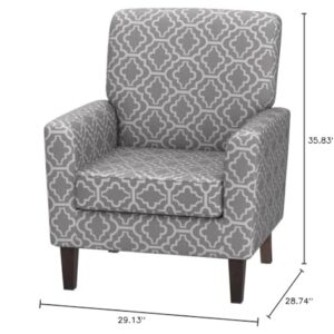 US Pride Modern Accent Armchair for Office and Living Room Decor with Birch Wood Frame and Microfiber Upholstery, Easily Assembled Arm Chair with Removable Cushions, 03 Printed Fabric