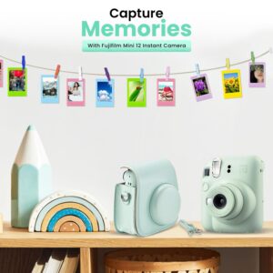 Fujifilm Instax Mini 12 Instant Camera Mint Green + MiniMate Accessory Bundle & Compatible Custom Case + Fuji Instax Film Value Pack (50 Sheets) Designer Photo Album (Mint Green)