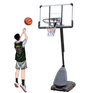 icspoid basketball hoop portable 44 inch impact backboard 6 to 10ft telescoping adjustment basketball goal system for youth/adults indoor outdoor