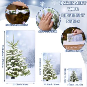 Preboun 3 Pack Christmas Trees Bathroom Towels Set Snowflake Hand Towels Xmas Tree Bath Towels Winter Forest Dish Towels Soft Absorbent Fingertip Towel for Kitchen Bathroom Hotel Beach Home Gym Spa