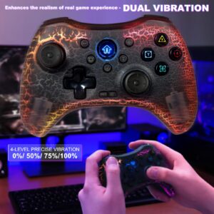 arVin Gaming Controller for iPhone/iPad/iOS/Android/Tablet/PC/PS5/PS4/PS3/Switch, Pro Wireless Game Controller Gamepad with Unique Crack/Phone Holder/Back Button/Turbo/RGB Light/Vibration/6-Axis Gyro