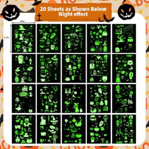 Temporary Tattoos for Kids, Glow Halloween Decorations Birthday Party Favors Supplies, Halloween Fake Tattoos Goodie Bag Fillers Games Accessories for Party