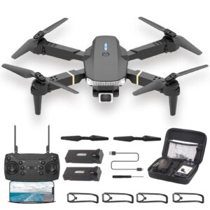 wipkviey drone with camera, 1080p fpv drone for adults/kids, t27 foldable rc drone with 3d flips/altitude hold/gesture selfie/waypoint flight, 2 batteries and case, gifts for boys/girls beginners