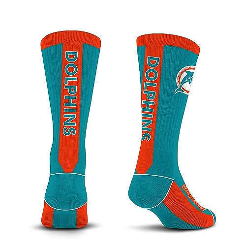 For Bare Feet NFL Classic MIAMI DOLPHINS MVP Crew Sock Team Color Large