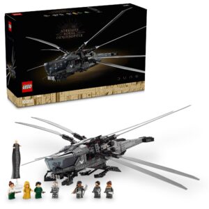 lego icons dune atreides royal ornithopter 10327, collectible dune inspired model for build and display, adult gift idea for sci-fi movie fans, 8 dune minifigures