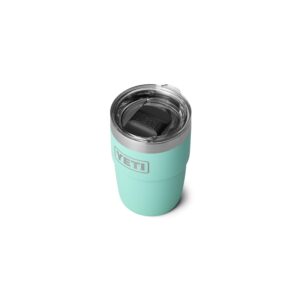 yeti rambler 8 oz stackable cup, stainless steel, vacuum insulated espresso cup with magslider lid, seafoam