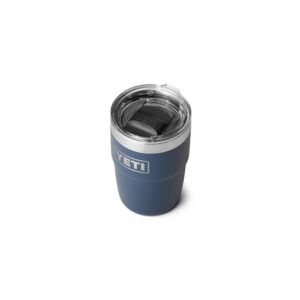 yeti rambler 8 oz stackable cup, stainless steel, vacuum insulated espresso cup with magslider lid, navy