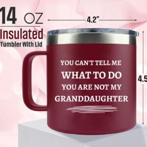 Edizzone 14Oz Mug (You Are Not My Granddaughter) (Bordeaux) Grandma Grandpa Gifts for Christmas - Best Grandma Birthday Gifts - Gifts for Grandma From Granddaughter - Funny Grandmother Christmas Gift