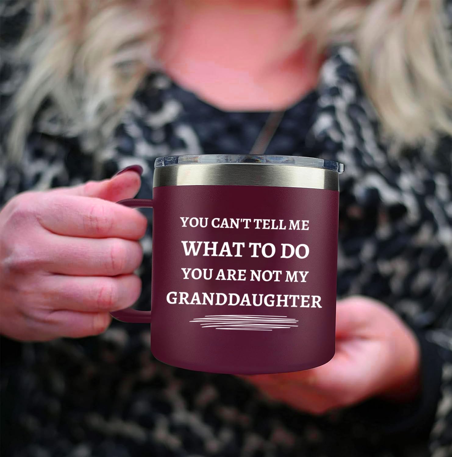 Edizzone 14Oz Mug (You Are Not My Granddaughter) (Bordeaux) Grandma Grandpa Gifts for Christmas - Best Grandma Birthday Gifts - Gifts for Grandma From Granddaughter - Funny Grandmother Christmas Gift