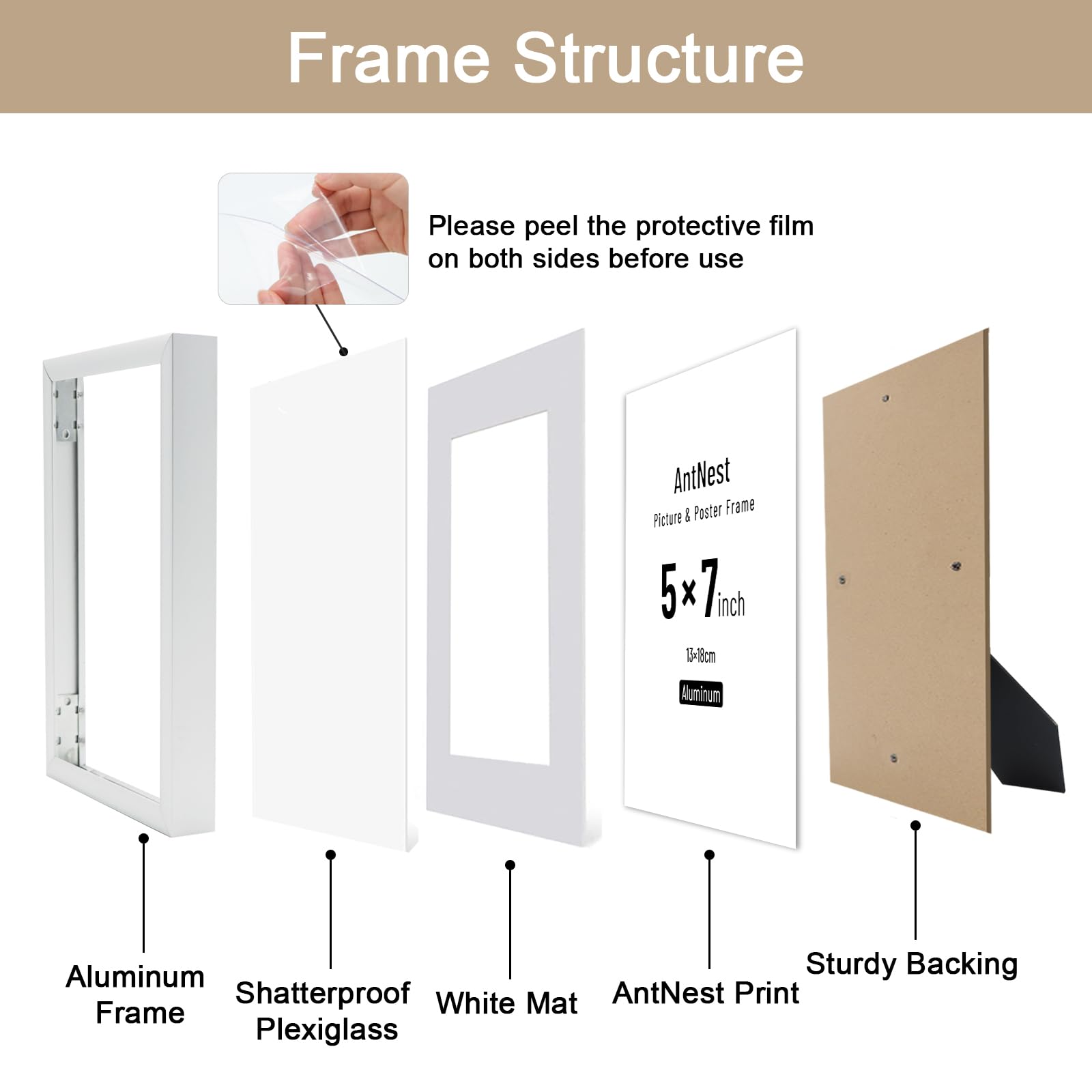 2 Pack 5x7 Silver Metal Picture Frame, Aluminum Photo Frames for Wall or Tabletop Display and Wall Mounting, Pictures Photo Frame Great for Weddings, Graduations, Events, Home Decoration, Office