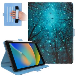 dteck case for ipad air 10.5 (3rd generation) 2019 /ipad pro 2017 case 10.5" - protective magnetic leather case with [pencil holder/adjustable viewing stand angle] cute folio cover (starry forest)