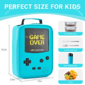 Kids Lunch Box Boy Insulated Lunch Bag Game Leather Thermal Lunch bag for School Insulated Cooler Bag Game Lunch Boxes for Boys Girls Kids Toddlers Teen