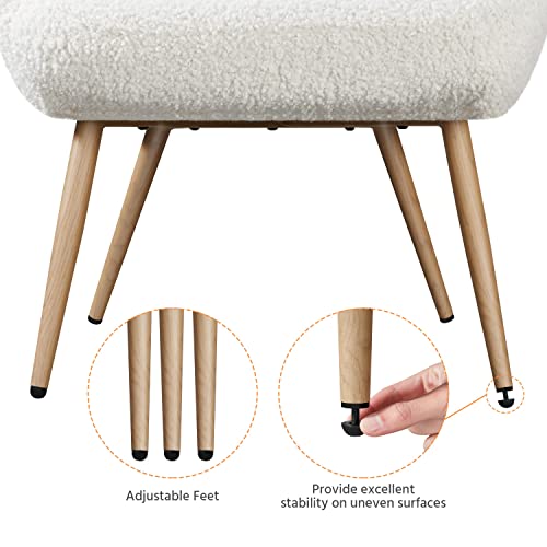 Yaheetech Barrel Chair, Teddy Fabric Casual Chair with High Back and Soft Padded, Modern Fuzzy Vanity Chair, Cozy Armchair for Living Room Bedroom Makeup Room, White