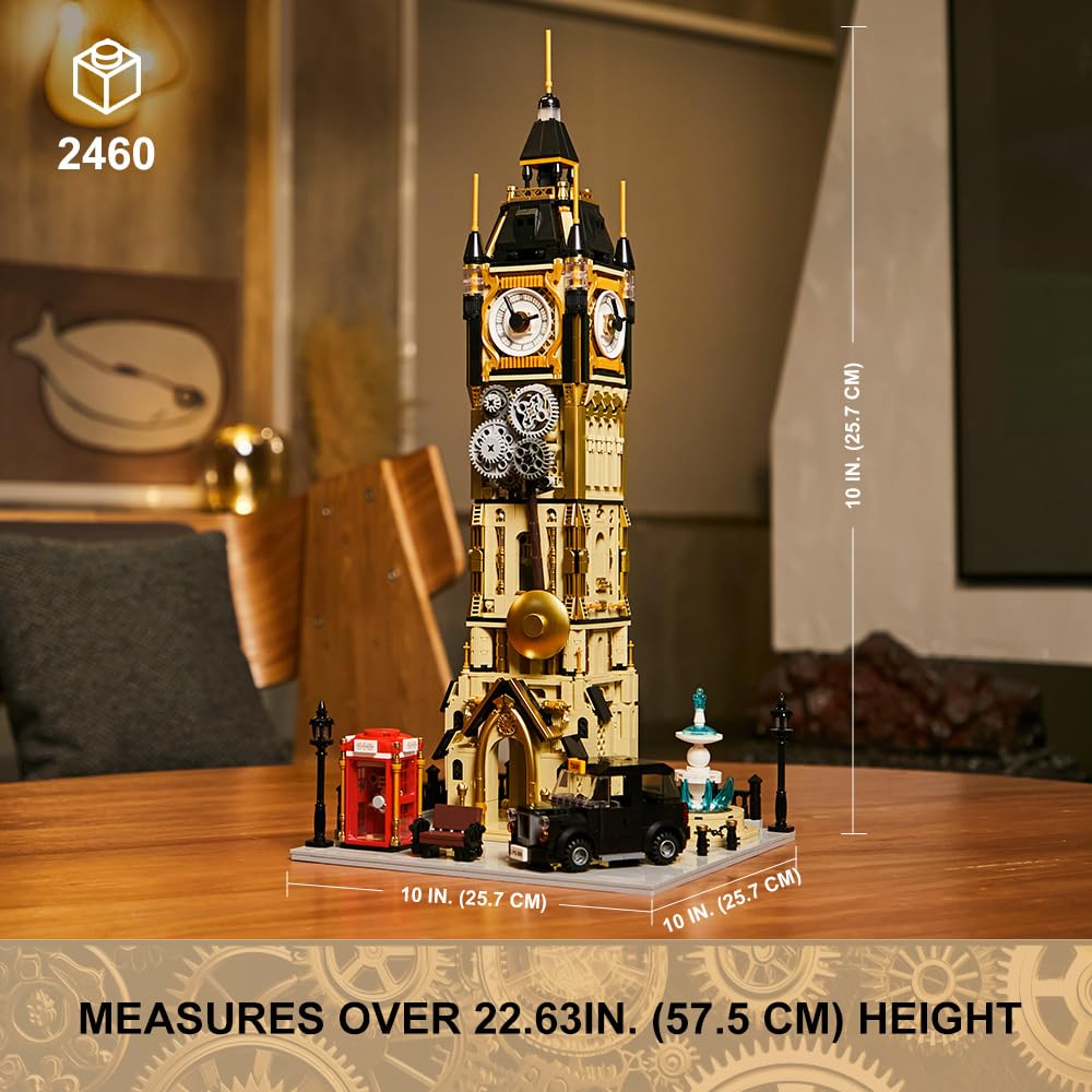 BRICKKK PANTASY Architecture Big Ben Building Set - Steampunk Clock Tower Construction Kit for Adults and Teens, Famous Landmarks London Model, Collectible Building Bricks Toys