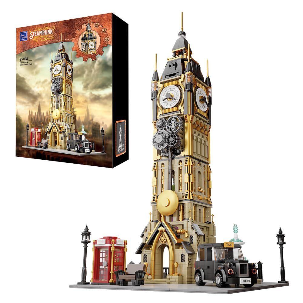 BRICKKK PANTASY Architecture Big Ben Building Set - Steampunk Clock Tower Construction Kit for Adults and Teens, Famous Landmarks London Model, Collectible Building Bricks Toys