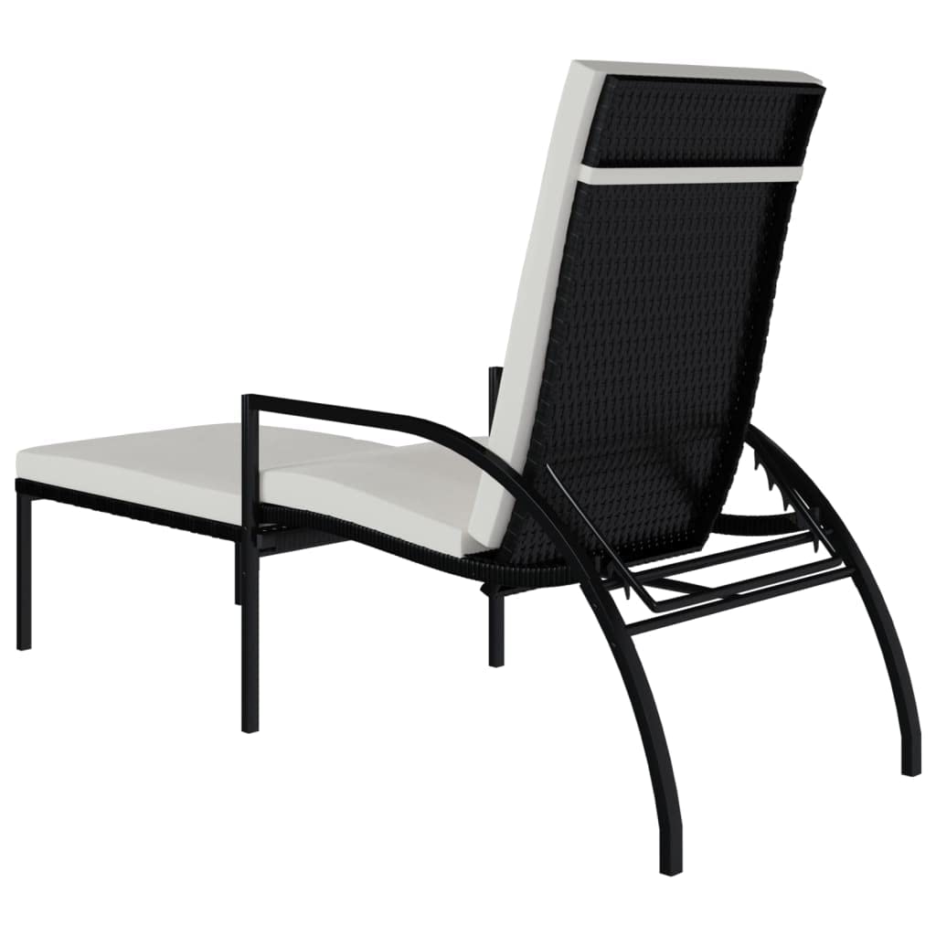 AJSEOYBS Sun Lounger,Beach Pool Lawn Recliner,Outdoor Lounge Chairs for Outside Beach, Sunbathing, Patio, Pool, Lawn, Deck with Footrest Pe Rattan Black