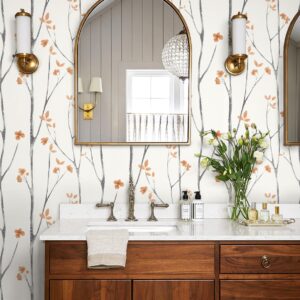 Timeet Peel and Stick Wallpaper Boho Floral Wallpaper Tree Contact Paper Removable Wallpaper 16.14"x118.11" Self Adhesive Wallpaper for Walls Covering Vinyl Roll