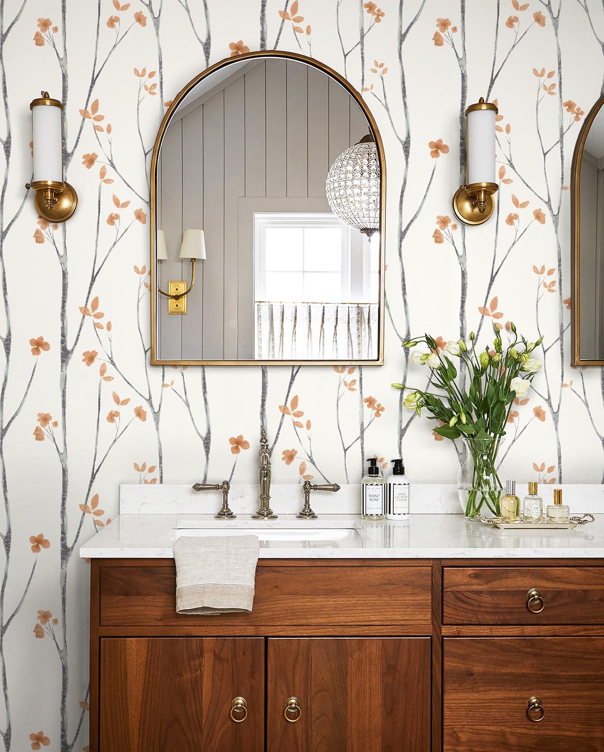 Timeet Peel and Stick Wallpaper Boho Floral Wallpaper Tree Contact Paper Removable Wallpaper 16.14"x118.11" Self Adhesive Wallpaper for Walls Covering Vinyl Roll