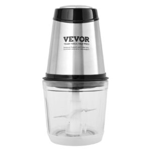 VEVOR Food Processor, Mini Electric Chopper 400W, 2 Speeds Electric Meat Grinder, Stainless Steel Meat Blender, for Baby Food, Meat, Onion, Vegetables, 2.5 Cup