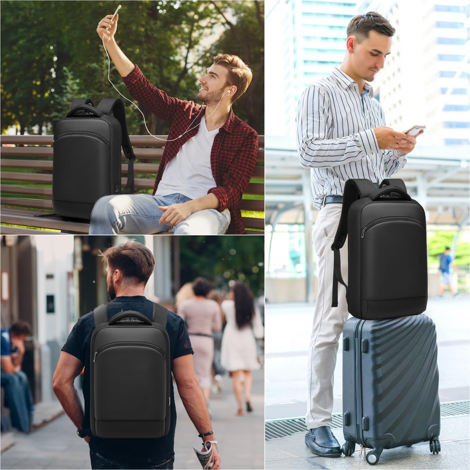 Slim Laptop Backpack for Men 15.6 Inch Lightweght Business Backpack Waterproof Travel Backpack with USB Charger Port Computer Bag College Backpacks Gifts for Men Women