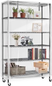 indigotempest9 clear vinyl waterproof shelf cover for wire shelving - 36" w x 14" d x 54" h- with zipper closure - protects from dust and debris - only cover