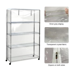 IndigoTempest9 Clear Vinyl Waterproof Shelf Cover for Wire Shelving - 36" W x 14" D x 54" H- with Zipper Closure - Protects from Dust and Debris - Only Cover