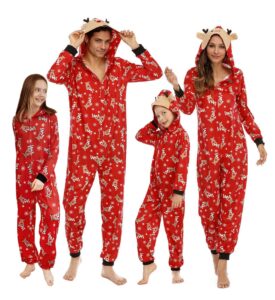 adisputent christmas pajamas for family matching cute long sleeve couples soft holiday sleepwear funny christmas pjs sets one piece red reindeer women m