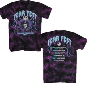 Nightmare Before Christmas Fear Fest Tour Tie Dye Jack T-Shirt(XXL, Black Purple Wash)