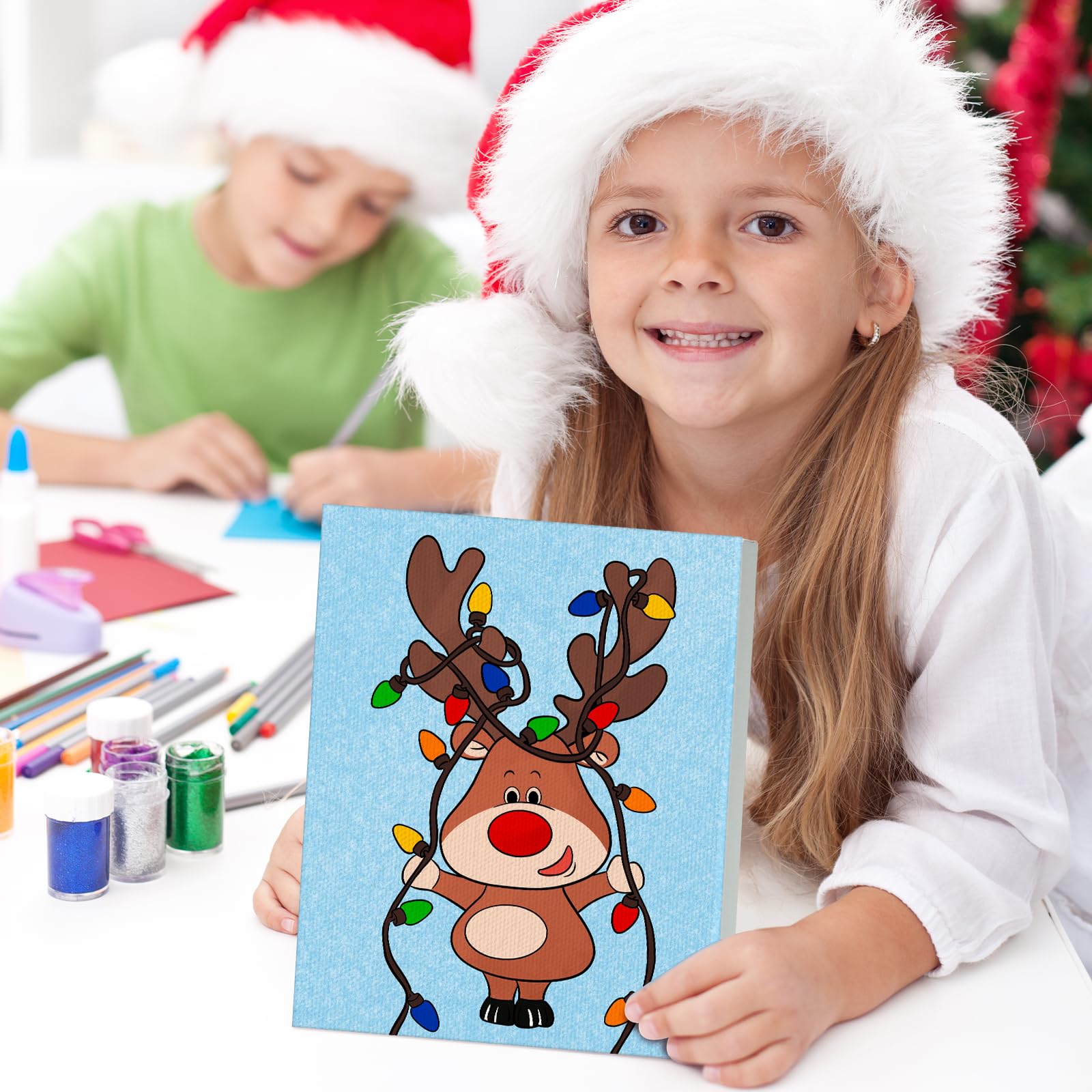 6 Pack 8x10 Inches Christmas Theme Pre Drawn Canvas to Paint, Pre Printed Canvas for Ladies Sip and Paint Party Favor, Pre Sketched Canvas for Painting for Adults