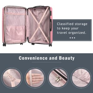 Merax Luggage Set 3-Piece Hardside Expandable Suitcase with TSA Lock Spinner Wheels, Lightweight, Pink, 20/24/28