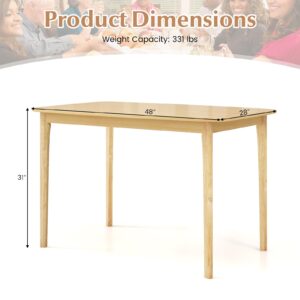 Giantex Rectangular Dining Table, Mid Century Modern Kitchen Table, Vintage Coffee Table W/Tabletop & Solid Wood Legs, Wood Farmhouse Table (Natural)