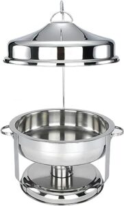 9l full size round chafing dish with hanger, stainless steel chafer set buffet food warmer keeps food warm in all catered events