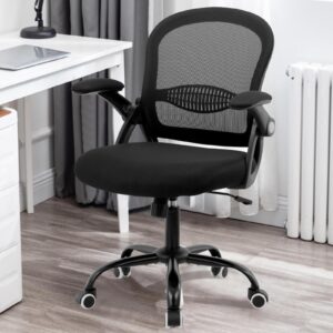 office chair desk chair, ergonomic home office task chairs, executive task chair, adjustable midback computer gaming chair, flip-up armrests 360° swivel breathable mesh back chair, black