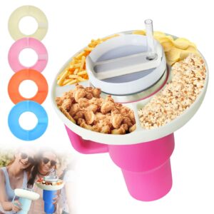 snack bowl for stanley 40oz, upgrade silicone reusable snack tray for stanley, snack tray with compartments for stanley cup, snack tray for stanley, accessories for stanley 40 oz tumbler with handle